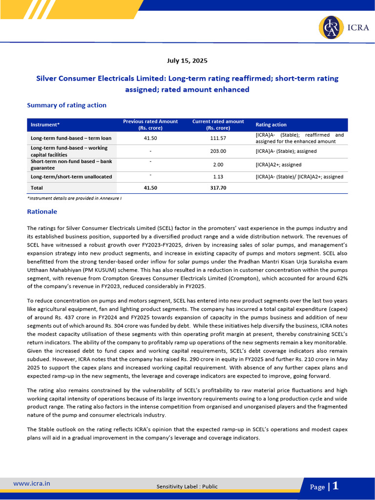 SCEL Rating Reaffirmed and Enhanced | PDF | Credit Rating Agency | Debt