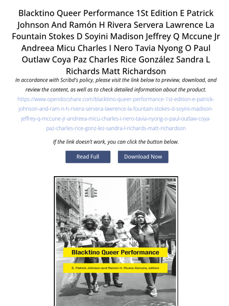 Blacktino Queer Performance 1st Edition E Patrick Johnson And Ramón H ...