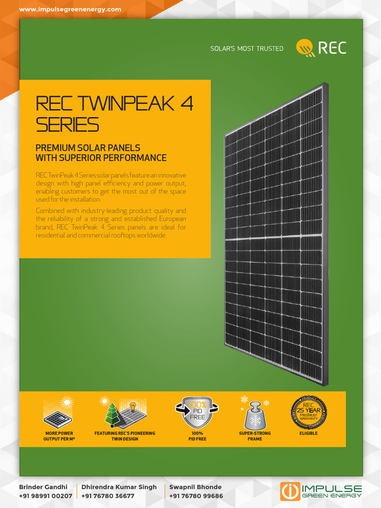 REC TwinPeak 4 Series Solar Panels | PDF | Solar Panel | Electricity