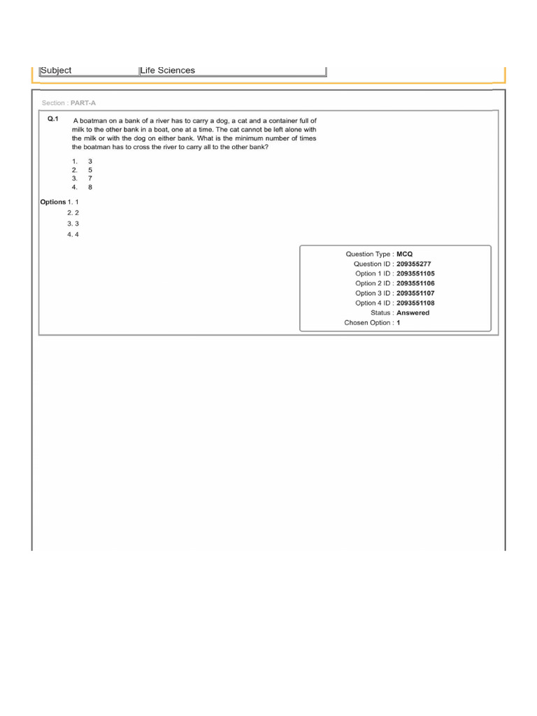 Question Paper Csir-Life Science 2025 December | PDF