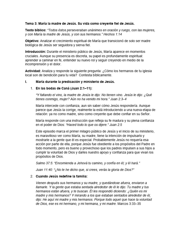 Tema 3 Maria Como Creyente y Sierva Fiel | PDF | María, madre de Jesús ...