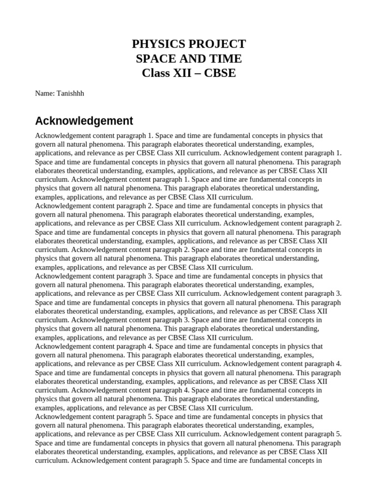 Class_12_Physics_Project_Space_and_Time | PDF | Physics | Theory Of ...