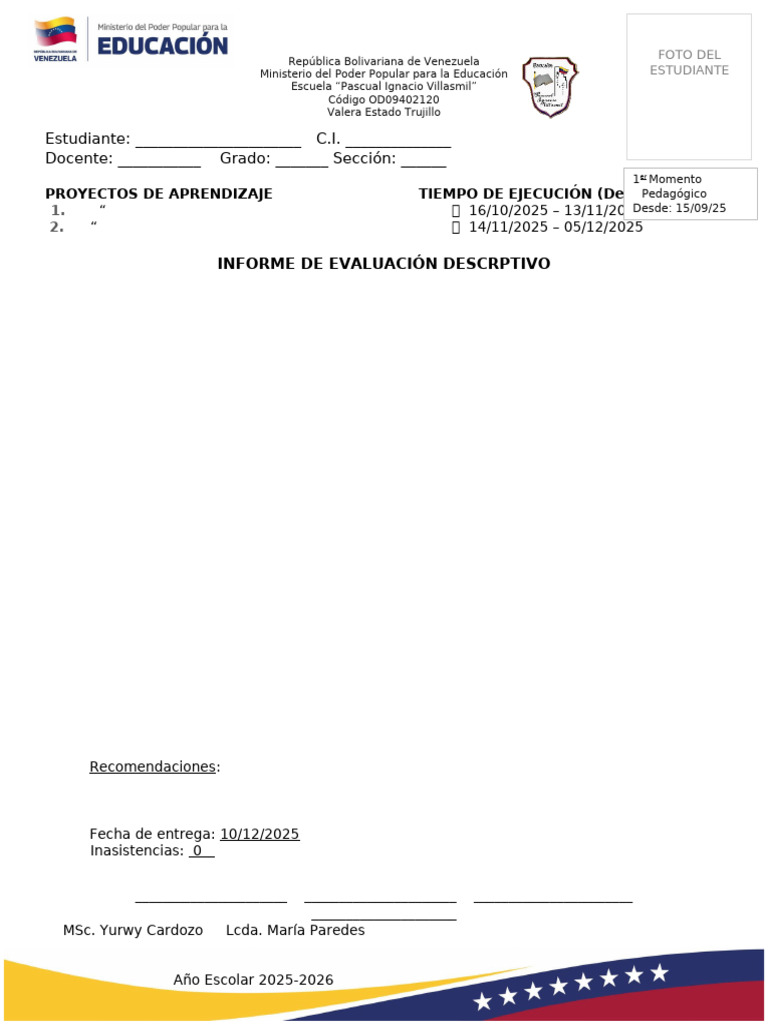 2do B Boleta 1er Momento | PDF