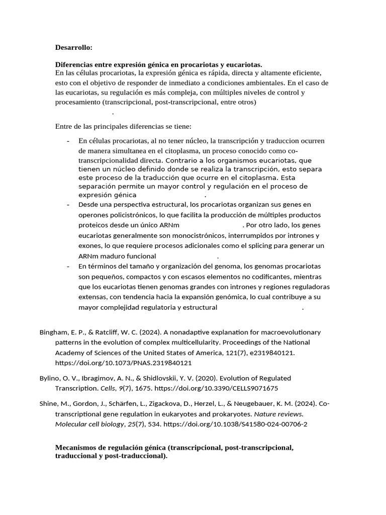 Diferencias entre expresión génica en procariotas y eucariotas. | PDF | Messenger Rna | La ...