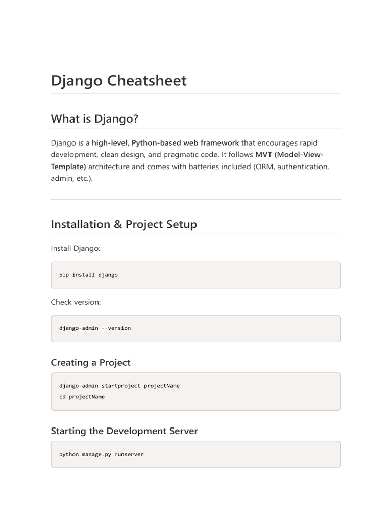Django Cheatsheet | PDF | Data Management | Computer Programming