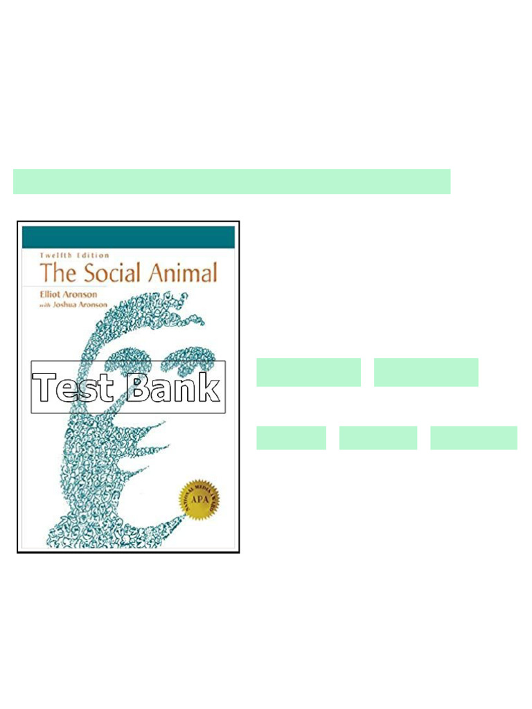 Social Animal 14th Edition Aronson Test Bank - test bank and solution ...