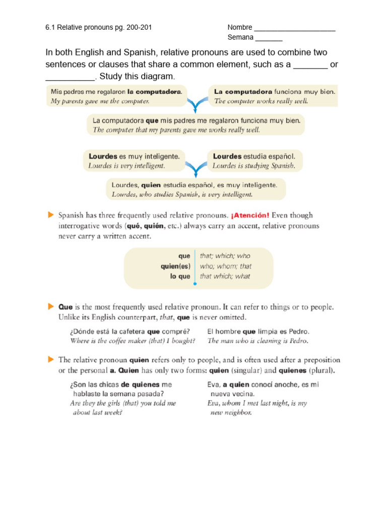 6.1 Relative Pronouns | PDF