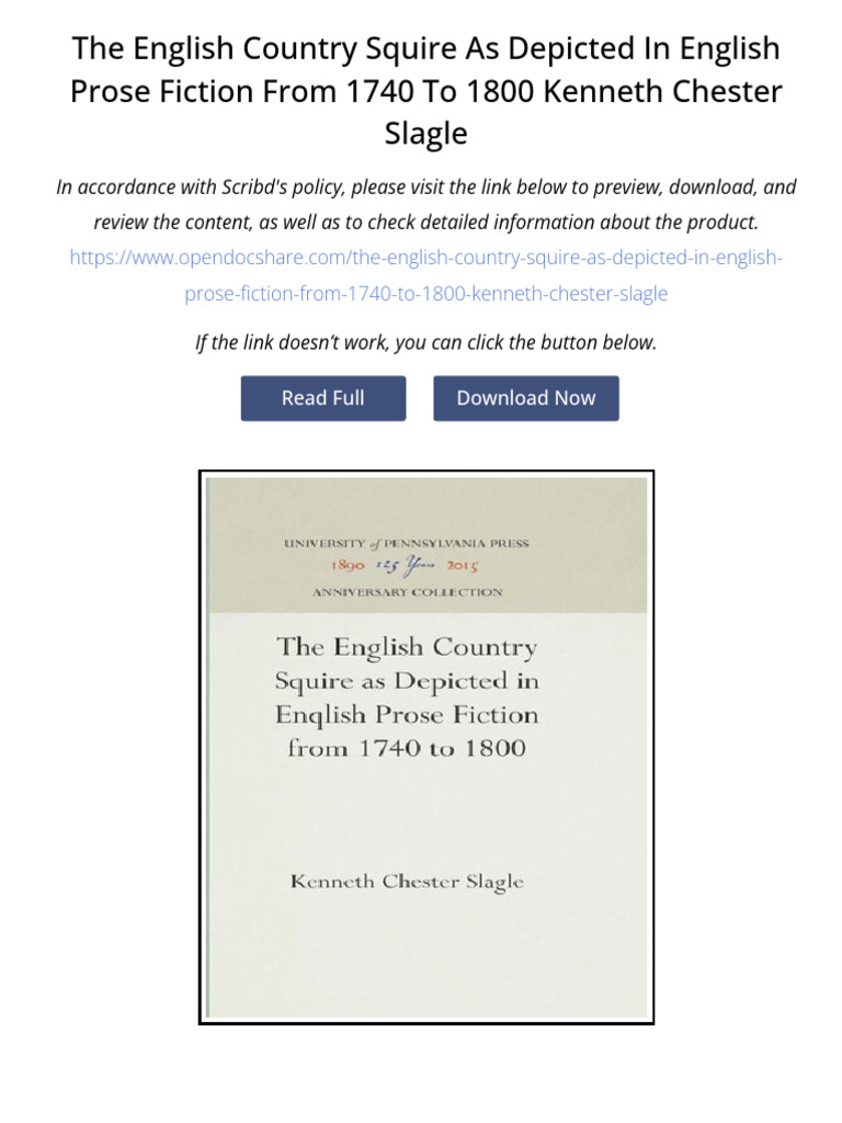 The English Country Squire as Depicted in English Prose Fiction from ...
