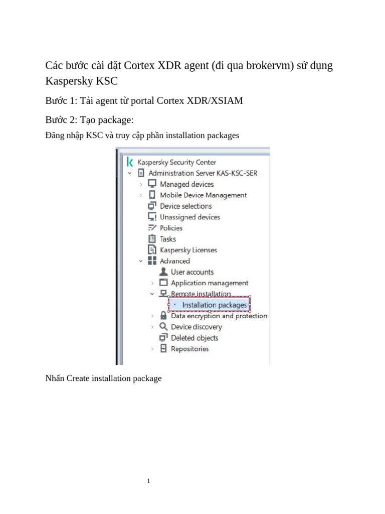 Install Cortex XDR Agent Using KAS KSC | PDF