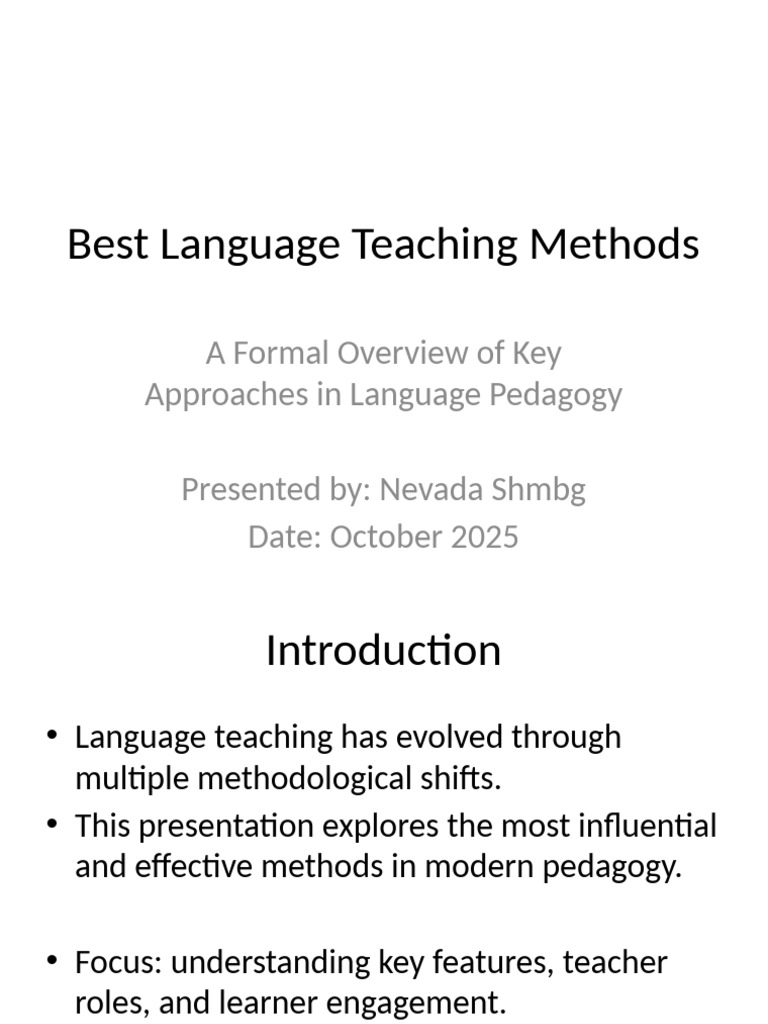 Best Language Teaching Methods | PDF | Language Education | Second Language Acquisition