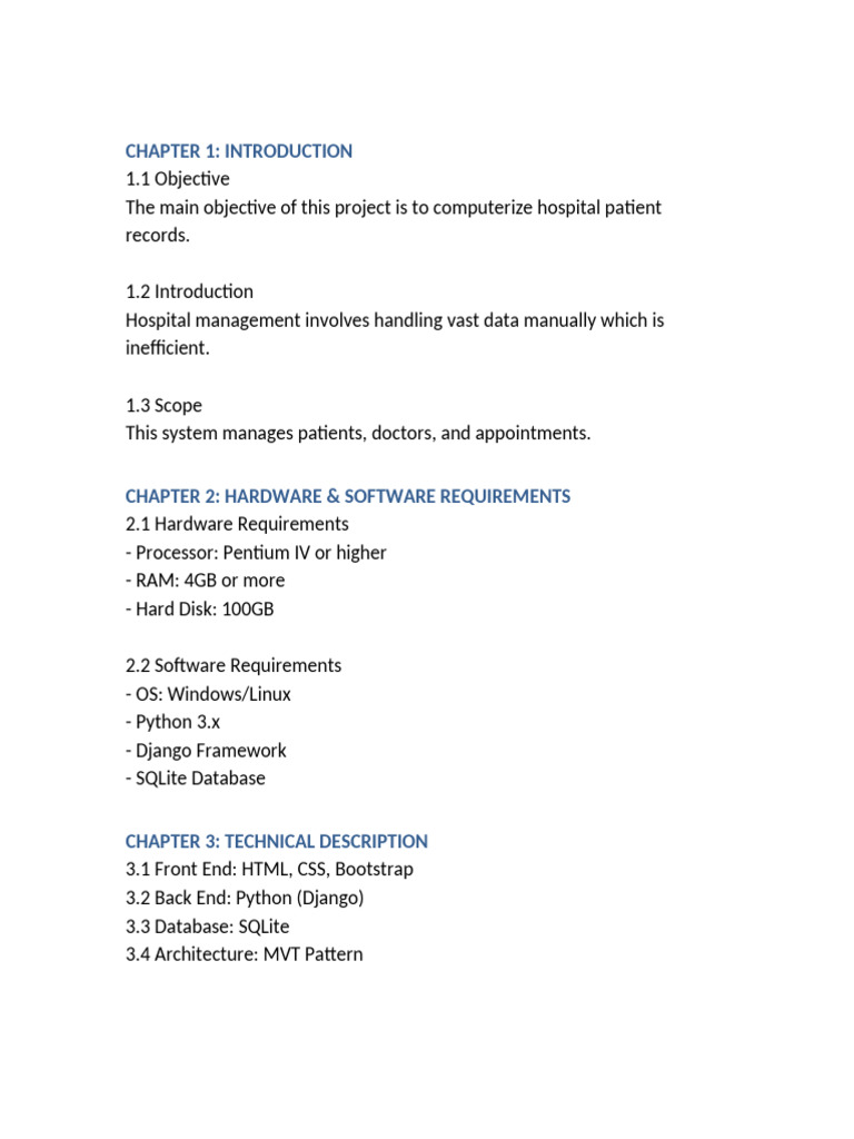 BCA Hospital Patient Record System FULL Project | PDF | Model–View ...