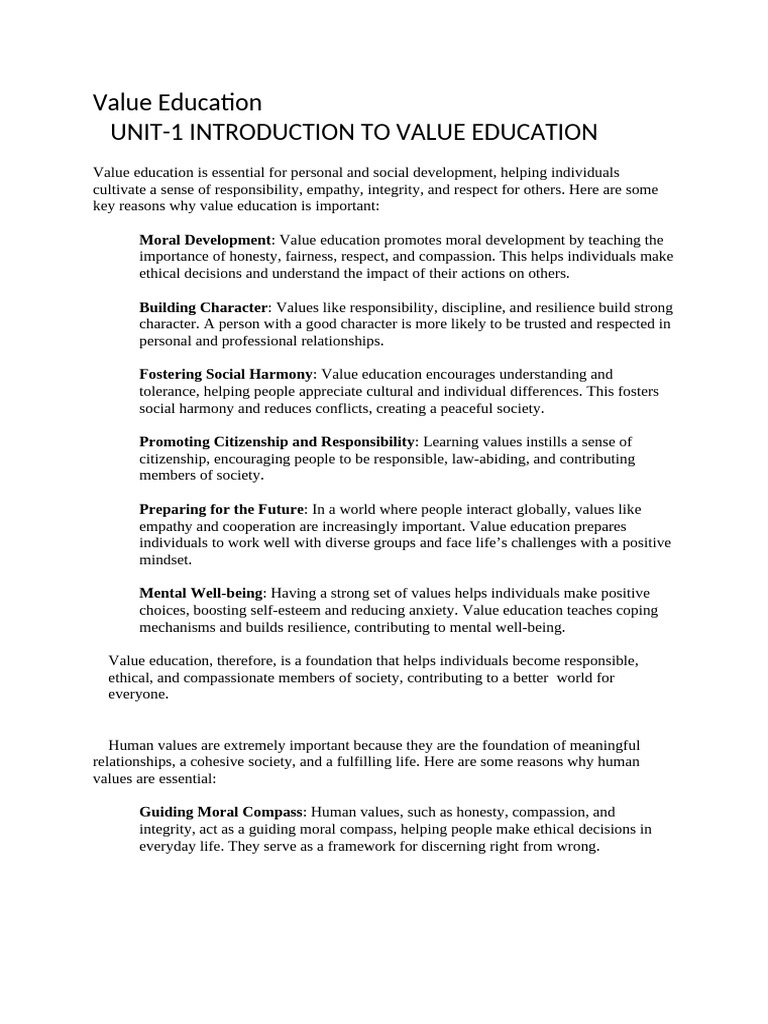 Value Education UNIT-1 | PDF | Humanism | Ahimsa
