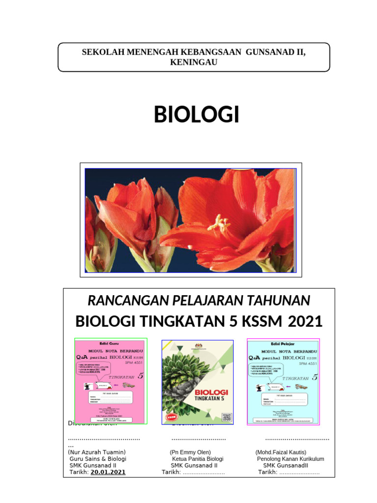 RPT Biologi t5 KSSM 2021 | PDF