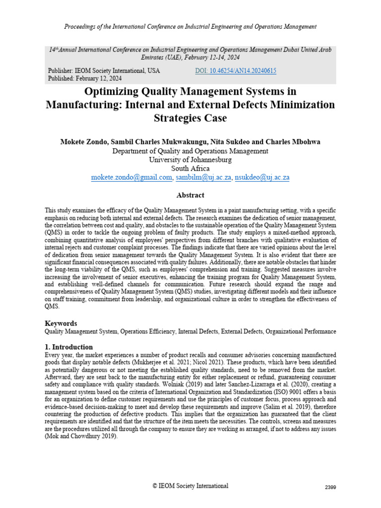 615 | PDF | Quality Management System | Quality Management