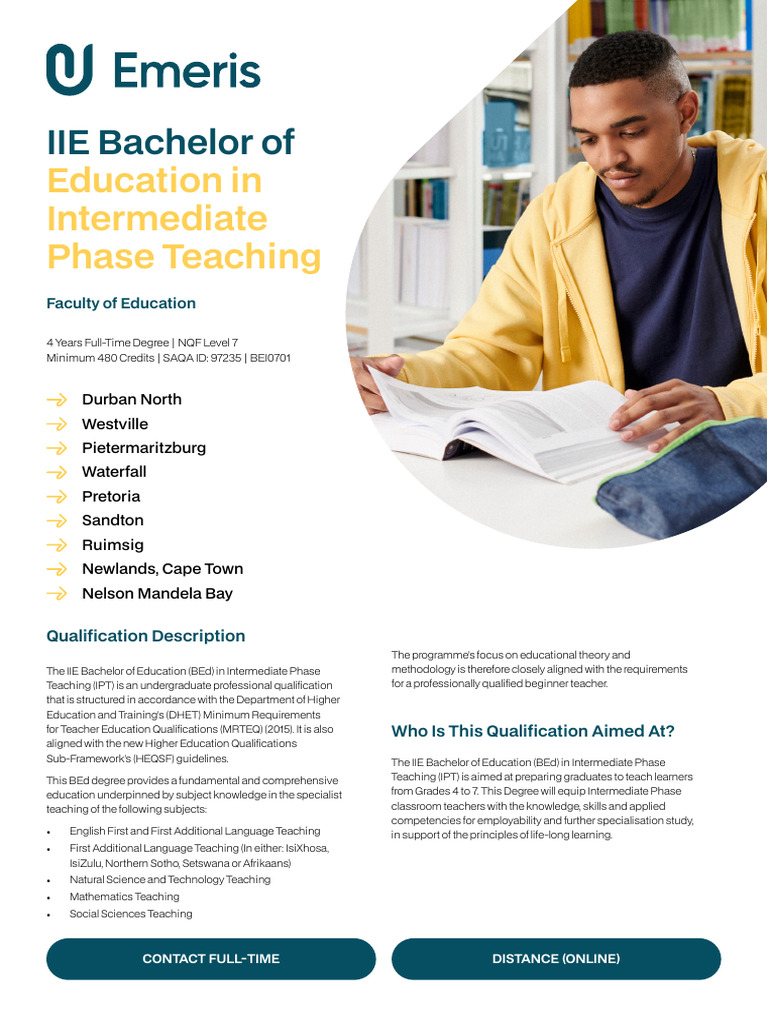 BEd in Intermediate Phase Teaching | PDF | Academic Degree | Bachelor's ...