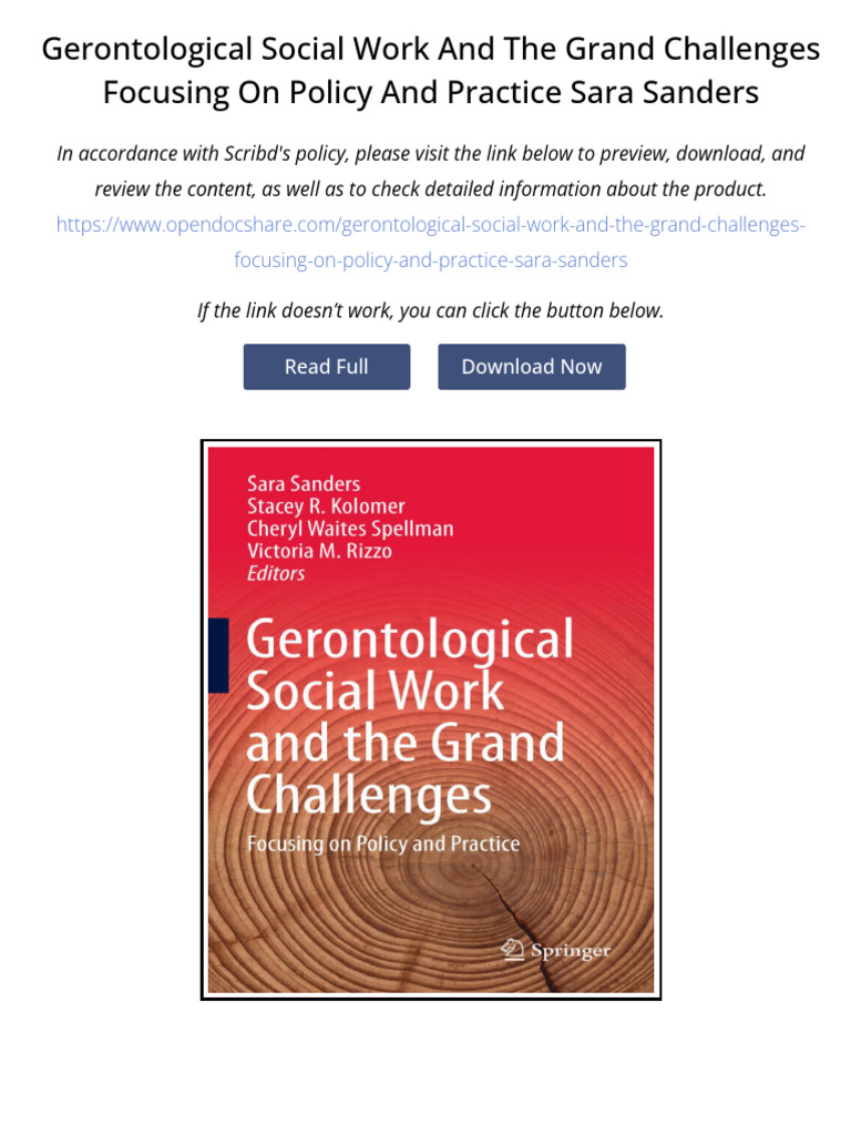 Gerontological Social Work and the Grand Challenges Focusing on Policy ...
