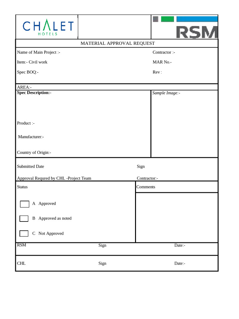 Civil Work Material Approval Request | PDF