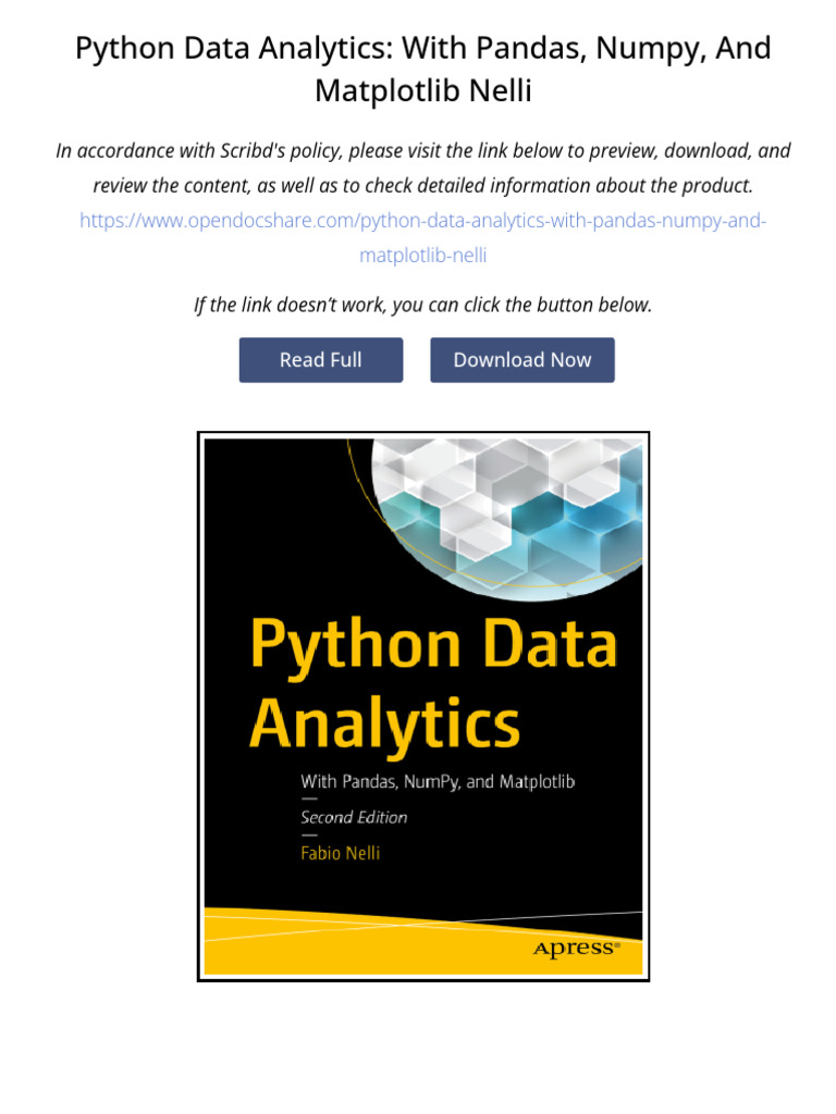 Python Data Analytics: With Pandas, NumPy, and Matplotlib Nelli | PDF | Data Analysis | Data