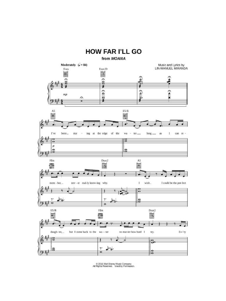 How Far I'Ll Go - Jiajun | PDF