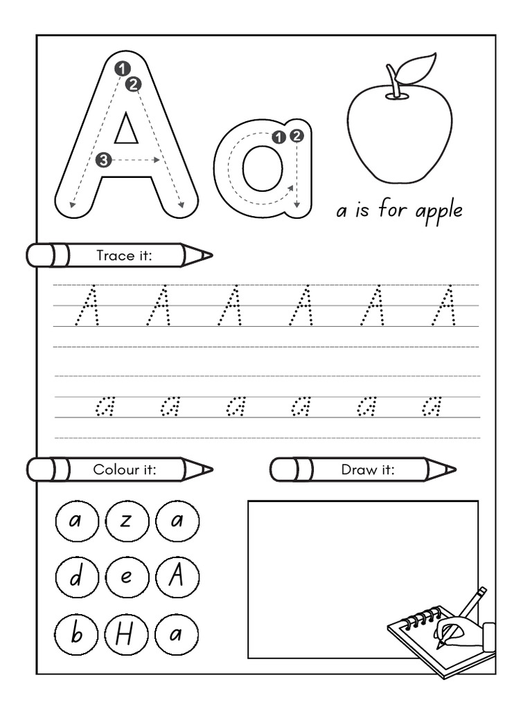 Kindergarten Alphabet Worksheet Bundle in Black and White Minimalist ...