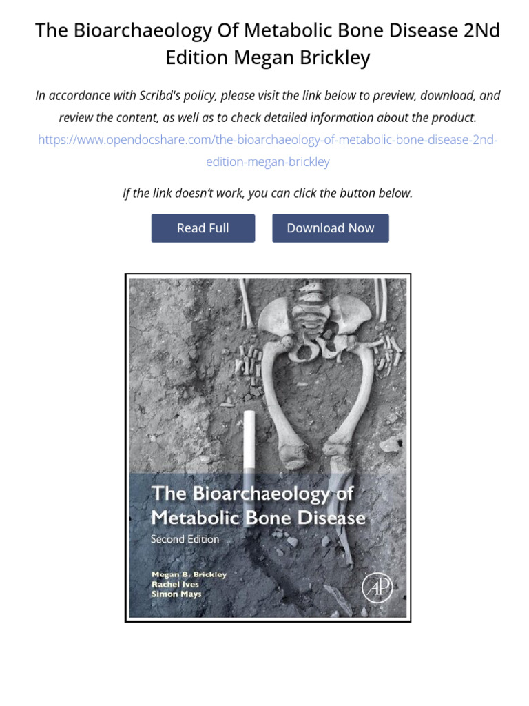 The Bioarchaeology of Metabolic Bone Disease 2nd Edition Megan Brickley ...