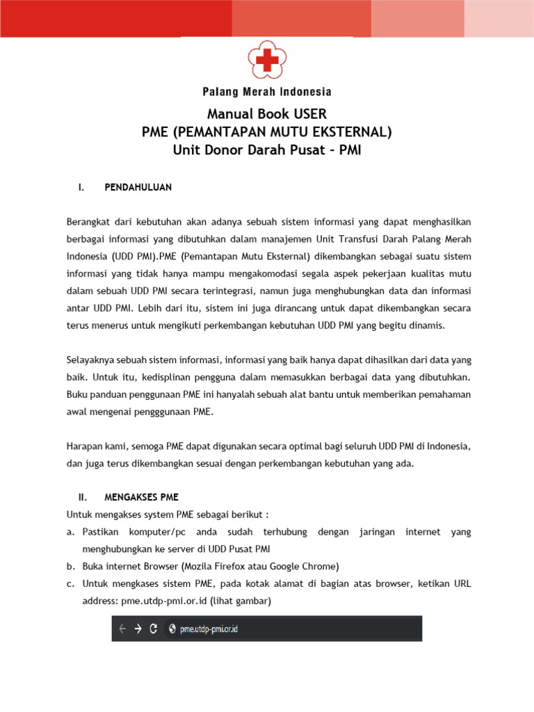 Panduan Penggunaan Sistem PME UDD PMI | PDF