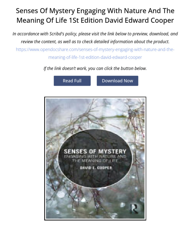 Senses of Mystery Engaging with Nature and the Meaning of Life 1st ...