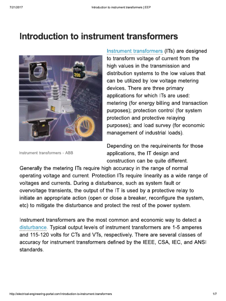 ABB - Introduction To Instrument Transformers | PDF