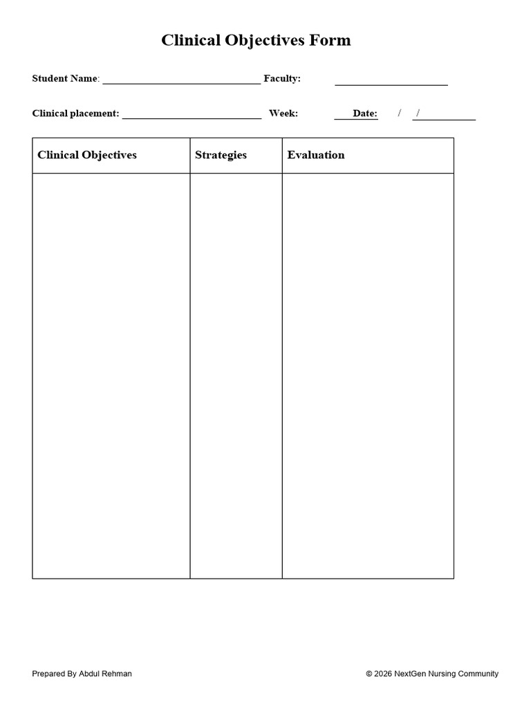 Clinical Objectives Form by NGNC | PDF