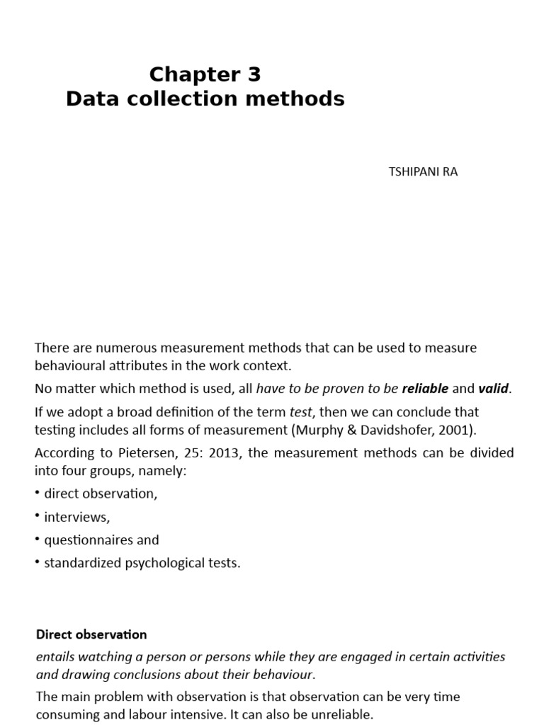 Chapter 3 - Data Collection Methods Behaviour Measurement .Pptx | PDF ...