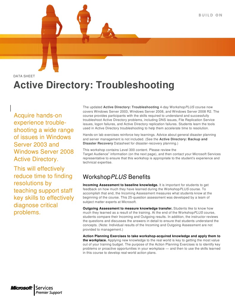Active Directory Troubleshooting Workshopplus 4 Days Pdf Active Directory Troubleshooting