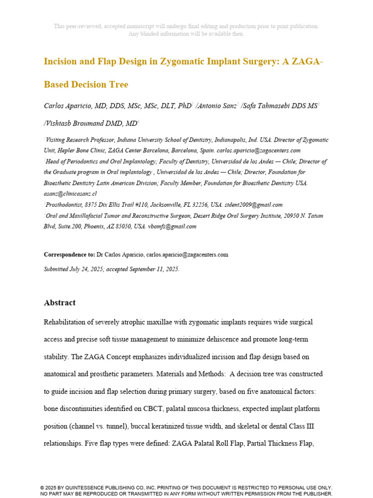 32. Incision and Flap Design in Zygomatic Implant Surgery- A ZAGA-Based ...