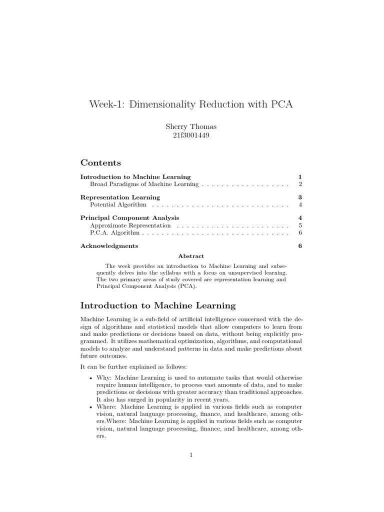 Wk01 Merged | PDF | Principal Component Analysis | Eigenvalues And ...