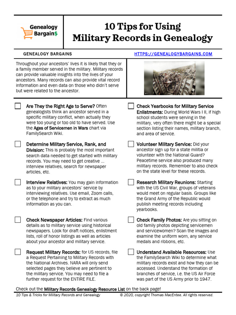 Military Records Genealogy Tips | PDF | Genealogy | Information Science