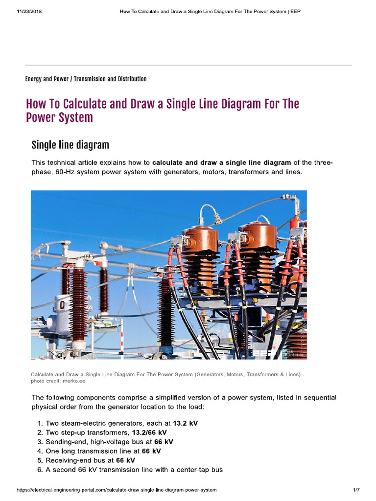 How To Calculate and Draw A Single Line Diagram For The Power System | PDF