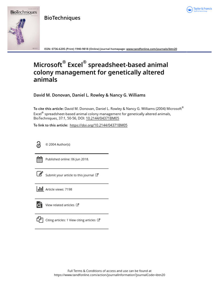 Excel-Based Management for Animal Colonies | PDF | Zygosity | Genotyping