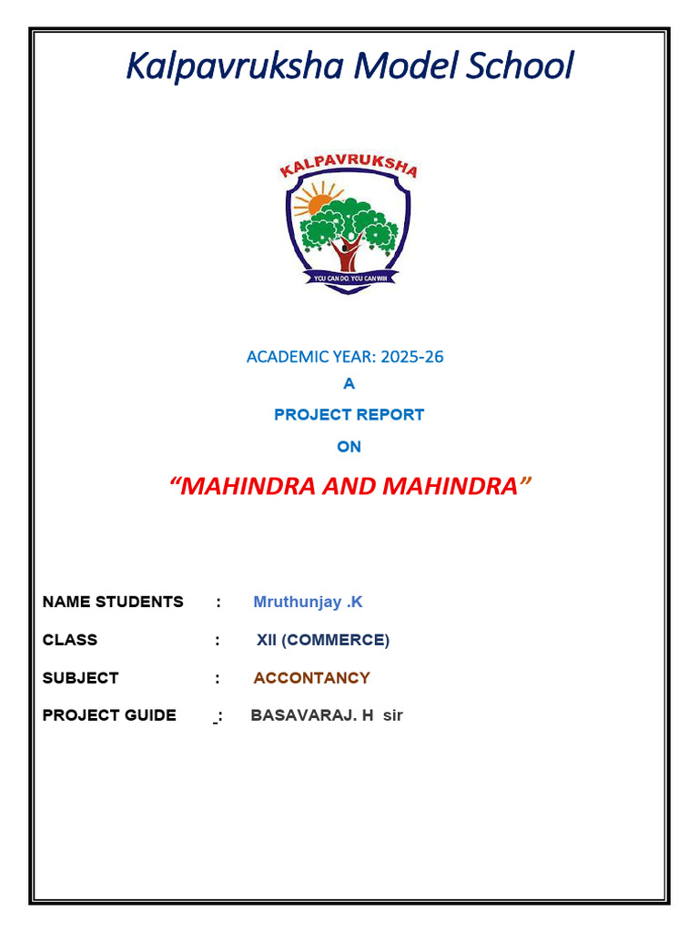 Mahindra and Mahindra Project Report | PDF