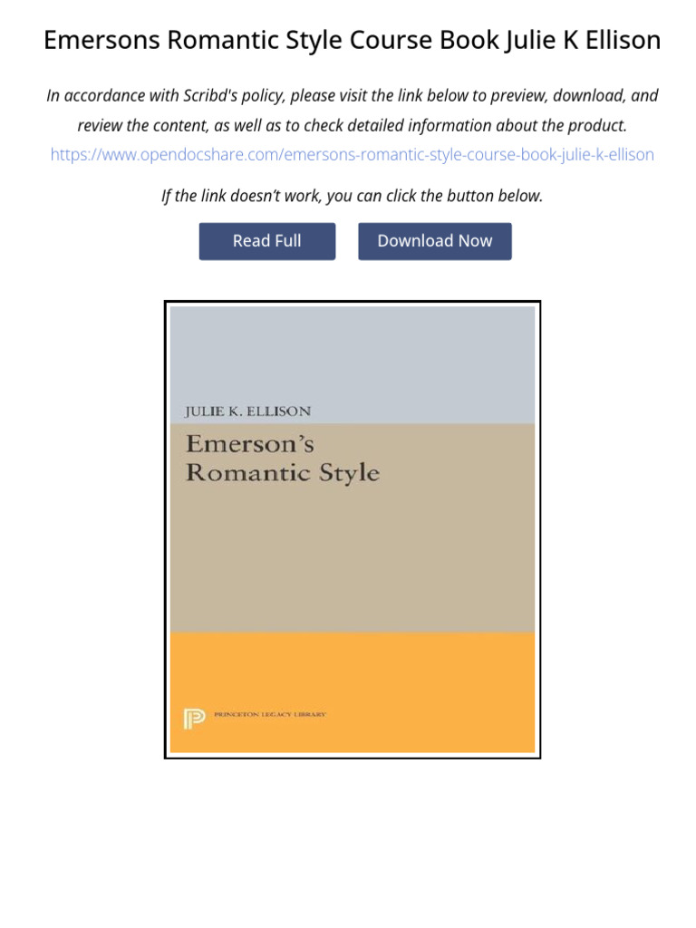 Emersons Romantic Style Course Book Julie K Ellison | PDF | Irony ...
