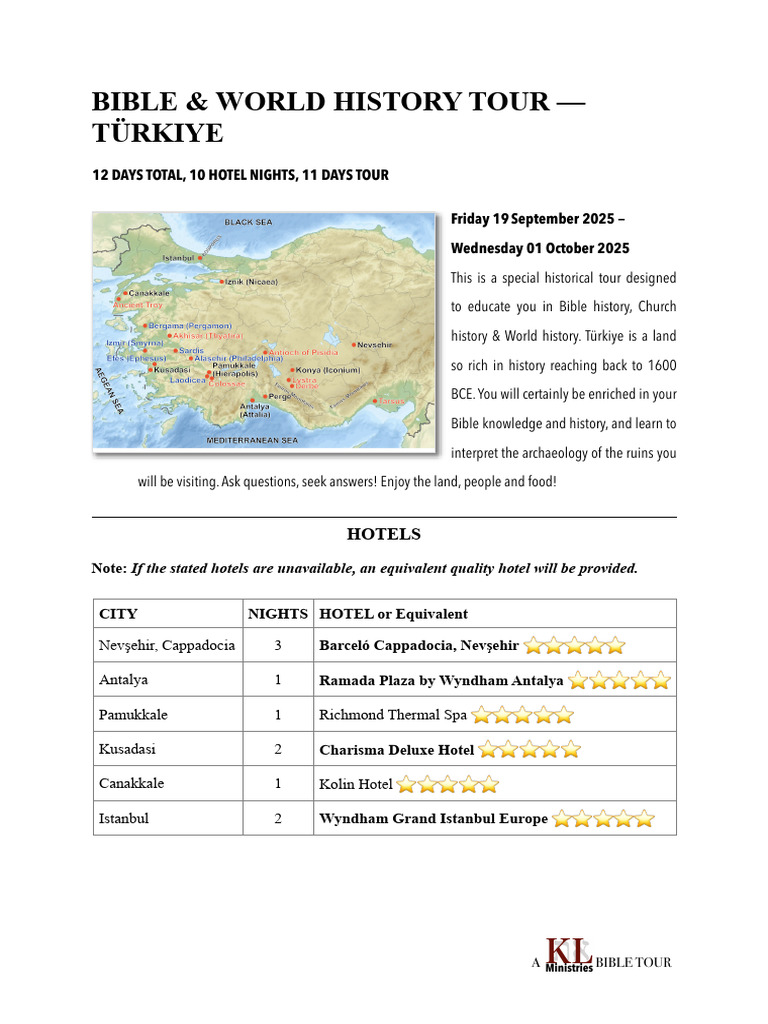 Bible History Tour in Türkiye 2025 | PDF | Istanbul