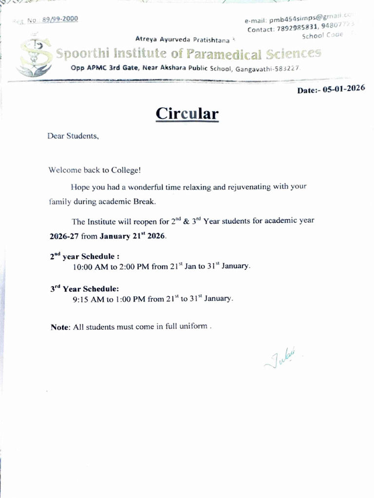 College Reopening Schedule 2026-27 | PDF