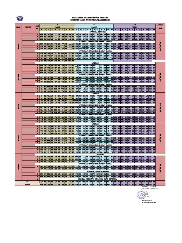 Jadwal Pbm Berlaku 12 Januari 2026-1 | PDF