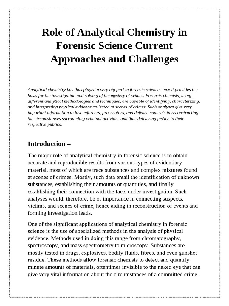 Analytical Chemistry in Forensic Science | PDF | Analytical Chemistry ...