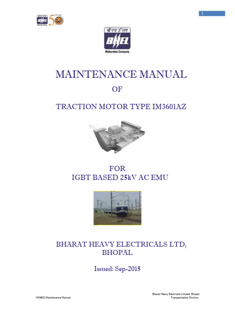 Traction Motor Maintenance Manual | PDF | Electric Motor | Bearing ...