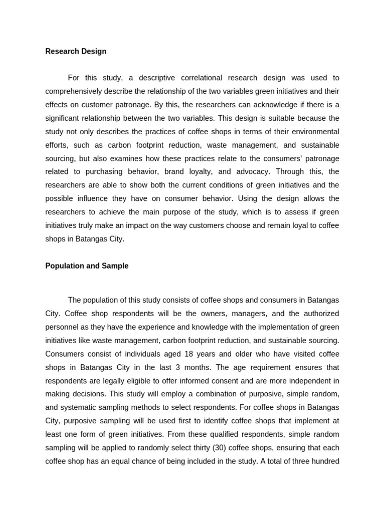 GROUP 3 Research Design Population and Sample (1) | PDF