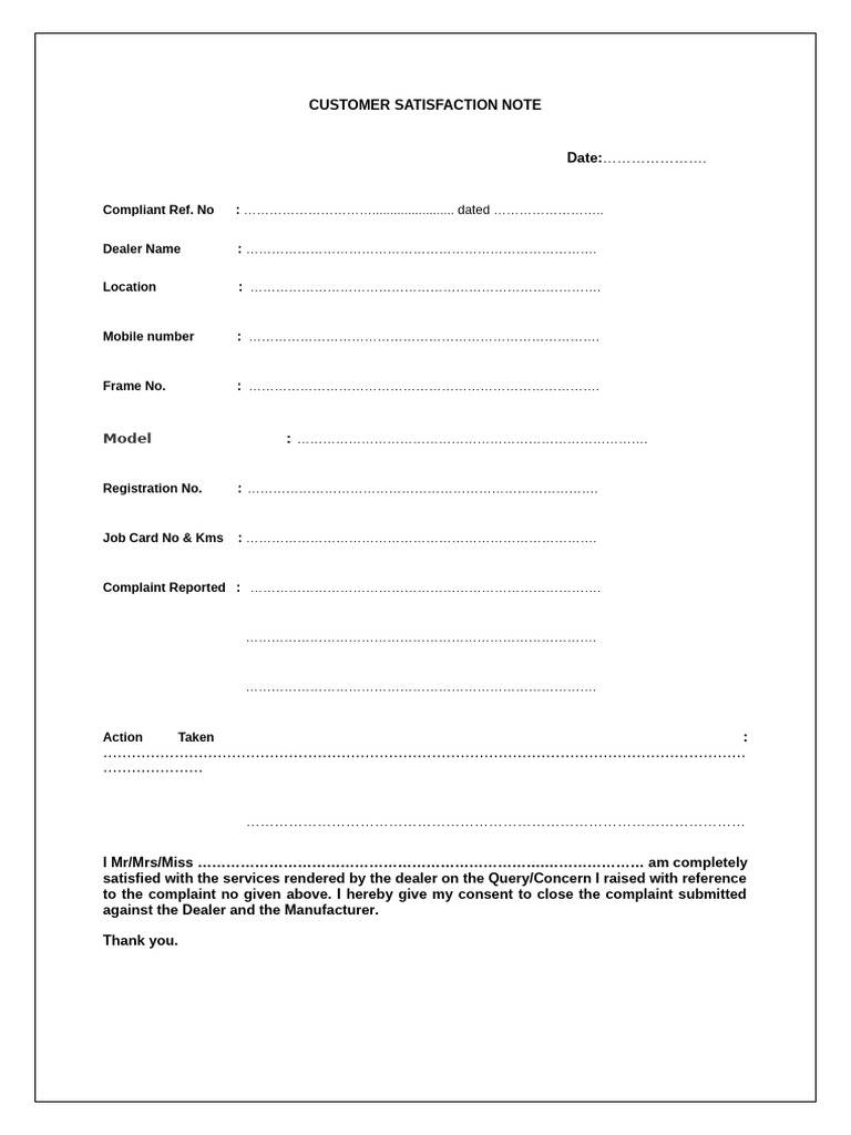 Satisfaction Note Format-New (1) | PDF
