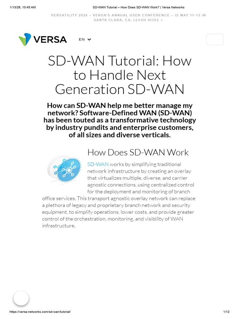SD-WAN Tutorial – How Does SD-WAN Work_ _ Versa Networks | PDF ...