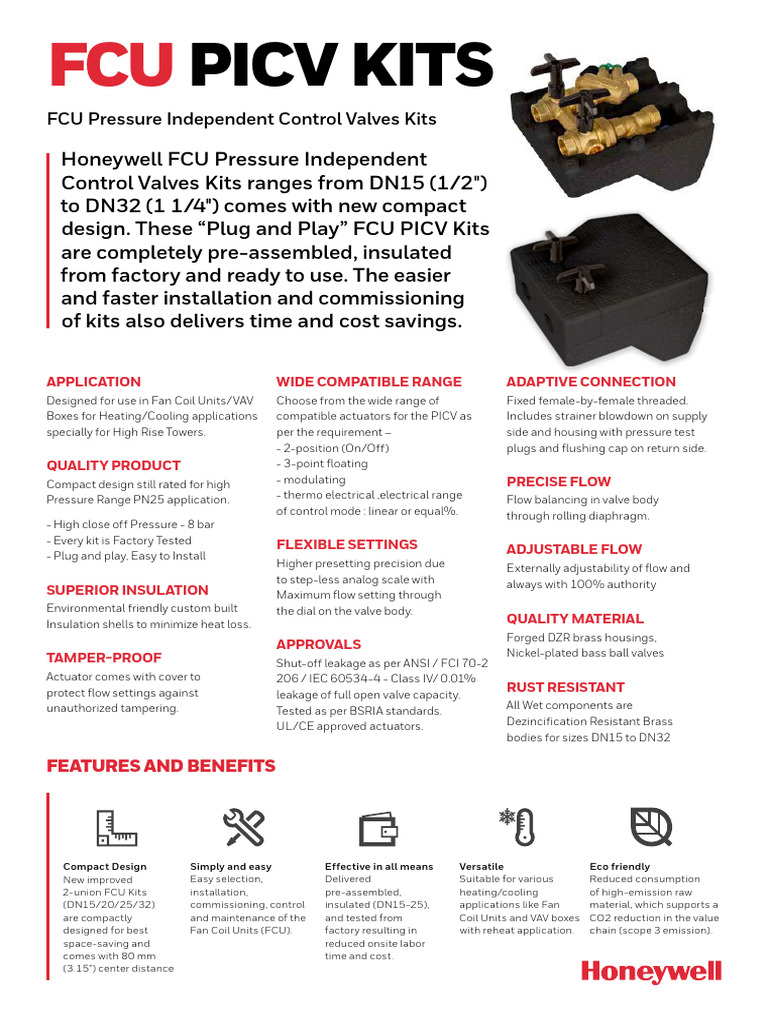 Honeywell FCU PICV Kits Overview | PDF | Alternating Current | Valve