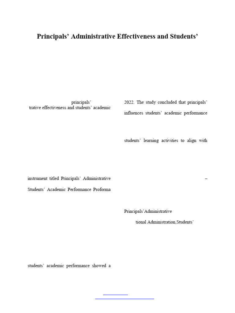 Principals' Effectiveness & Student Success in Nigeria | PDF | Schools ...