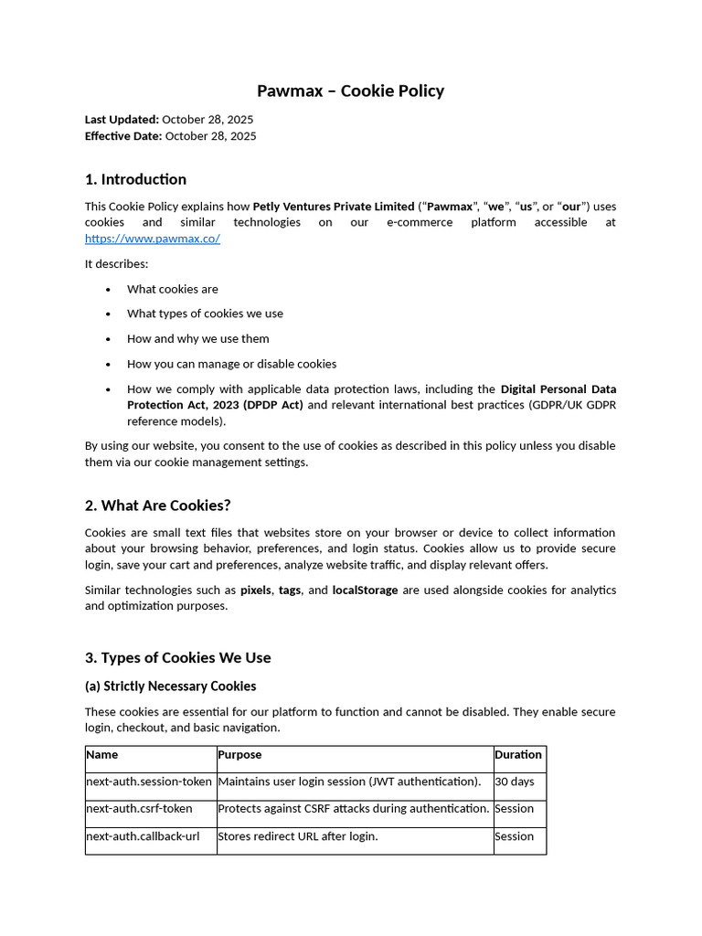 Pawmax Cookie Policy | PDF | Http Cookie | Analytics