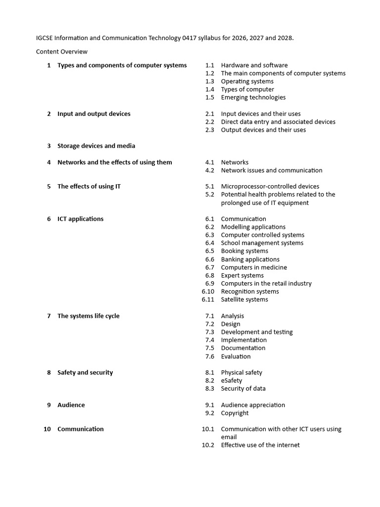 IGCSE ICT 0417 Syllabus for 2026 2027 and 2028 | PDF | Databases ...